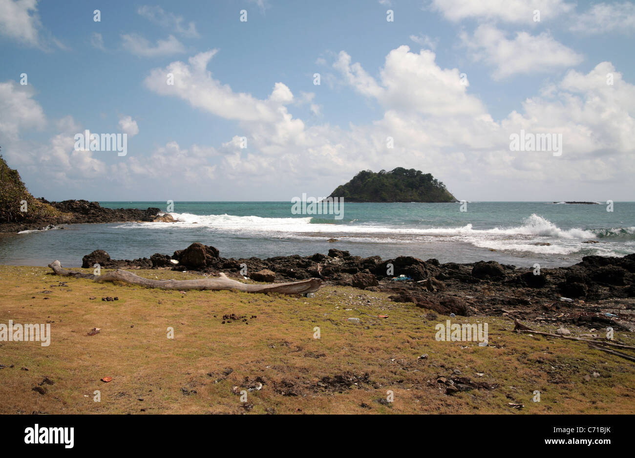 Sunny tropical beach at the Costa Arriba of Colon, Panama, in the ...