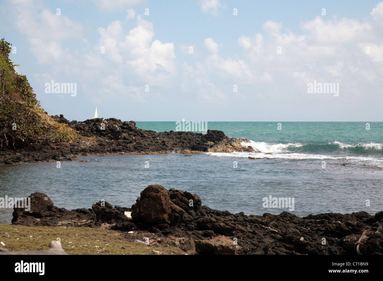 Sunny tropical beach at the Costa Arriba of Colon, Panama, in the ...