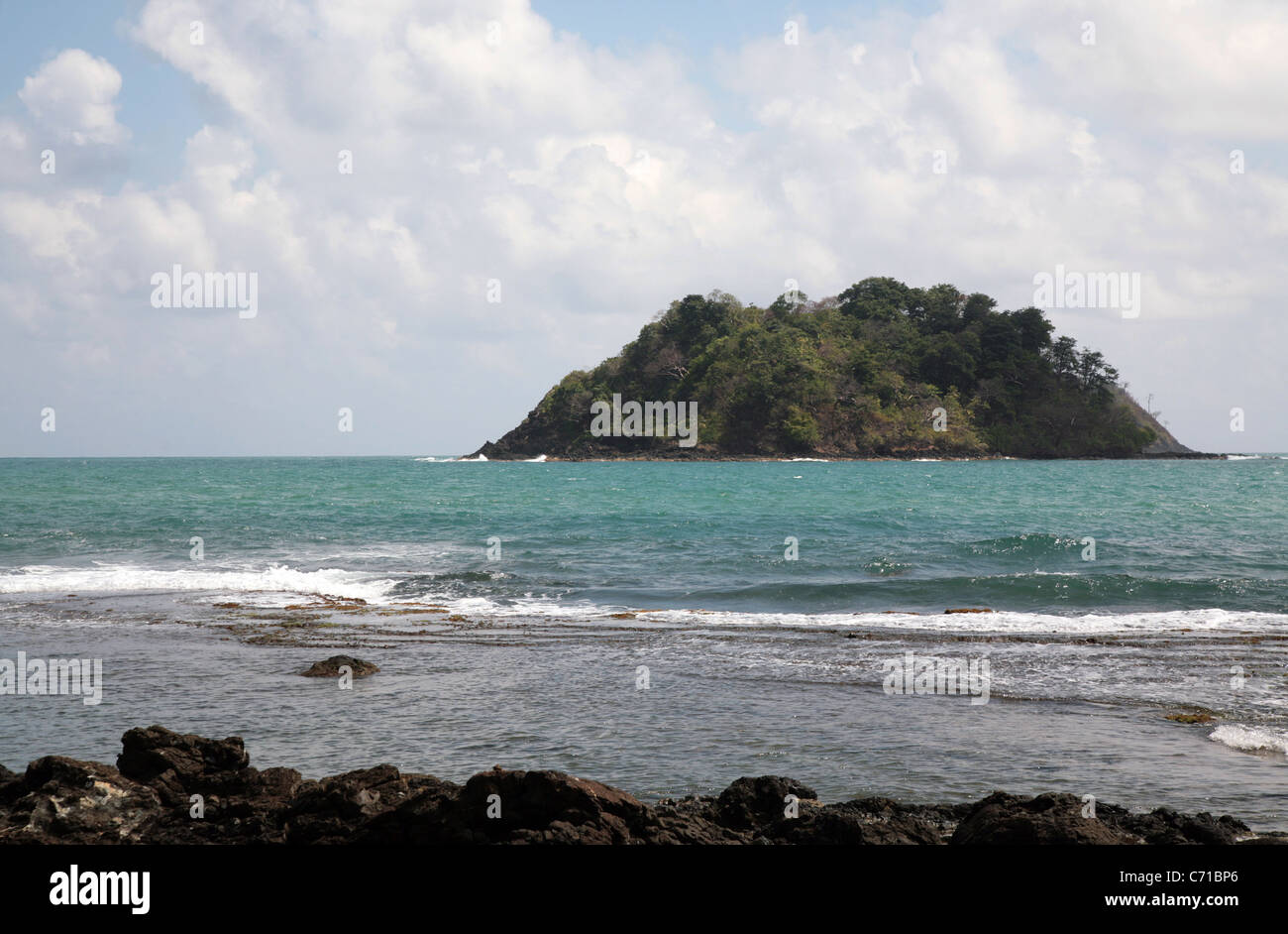 Sunny tropical beach at the Costa Arriba of Colon, Panama, in the ...