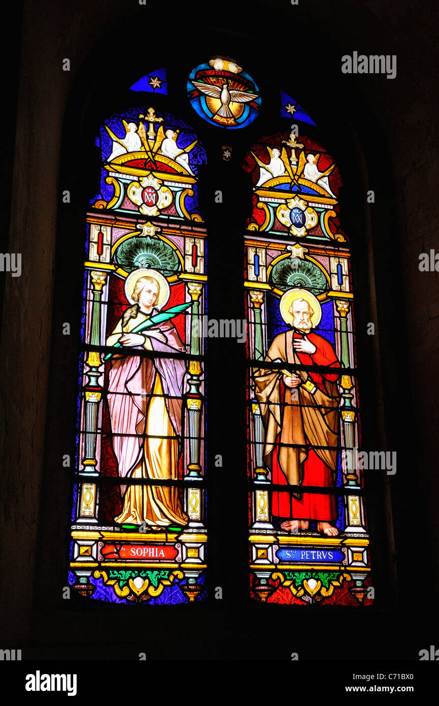 Stained glass window inside the Lighthouse of Cordouan, Gironde estuary ...