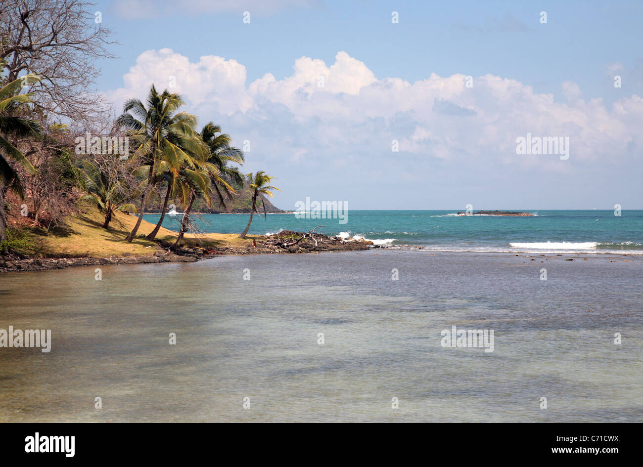 Sunny tropical beach at the Costa Arriba of Colon, Panama, in the ...