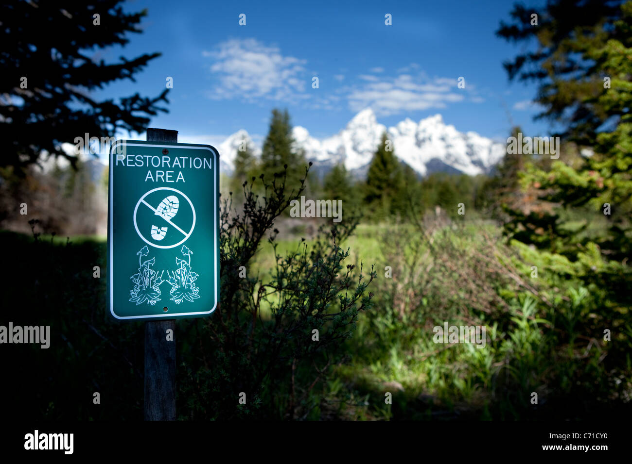 Restoration Area sign Stock Photo - Alamy