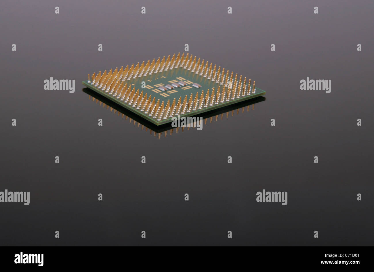 A CPU chip on a reflective black surface Stock Photo - Alamy