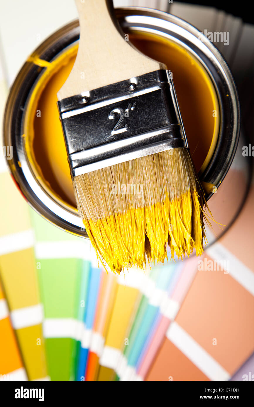 Brush and paint samples Stock Photo - Alamy