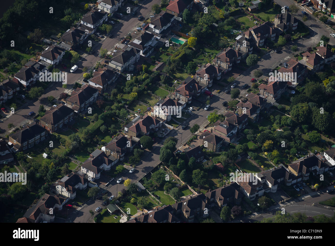 Aerial view of housing estate Stock Photo - Alamy