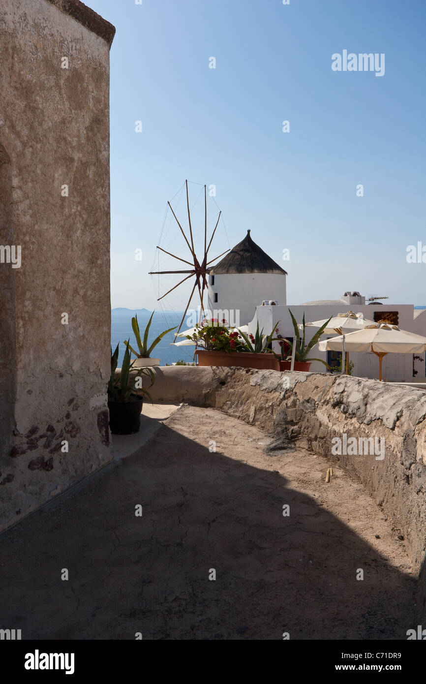 Greek windmill, Oia, Santorini Stock Photo - Alamy