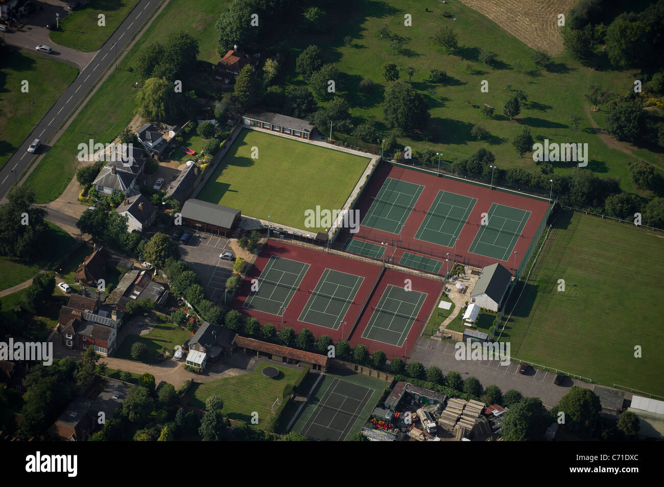 Aerial view of tennis club Stock Photo - Alamy