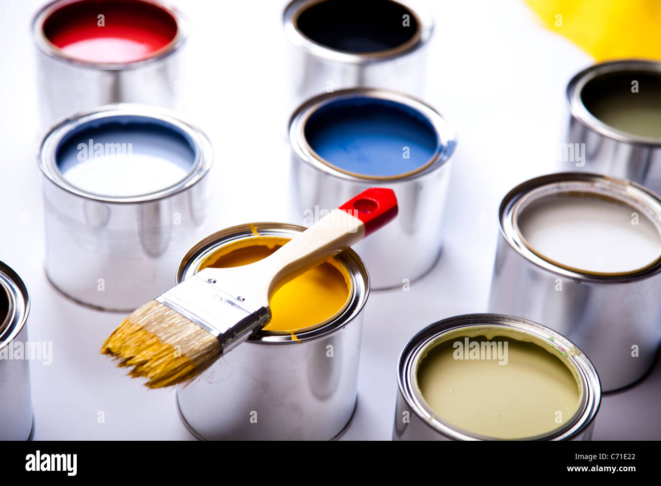 Colorful cans & paints Stock Photo - Alamy