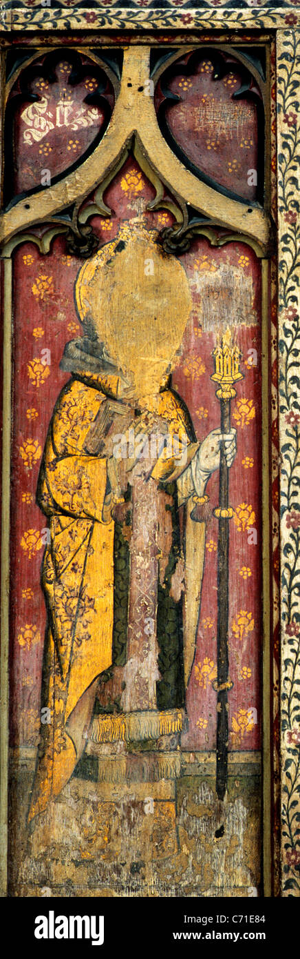 Cawston, Norfolk, rood screen gate. St. Gregory one of The Four Latin ...