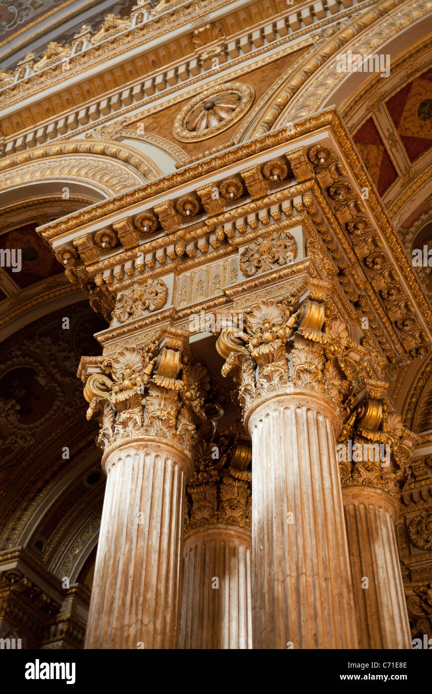 Golden Classic Columns of the Ceremonial Hall at Dolmabahce. Quad ...