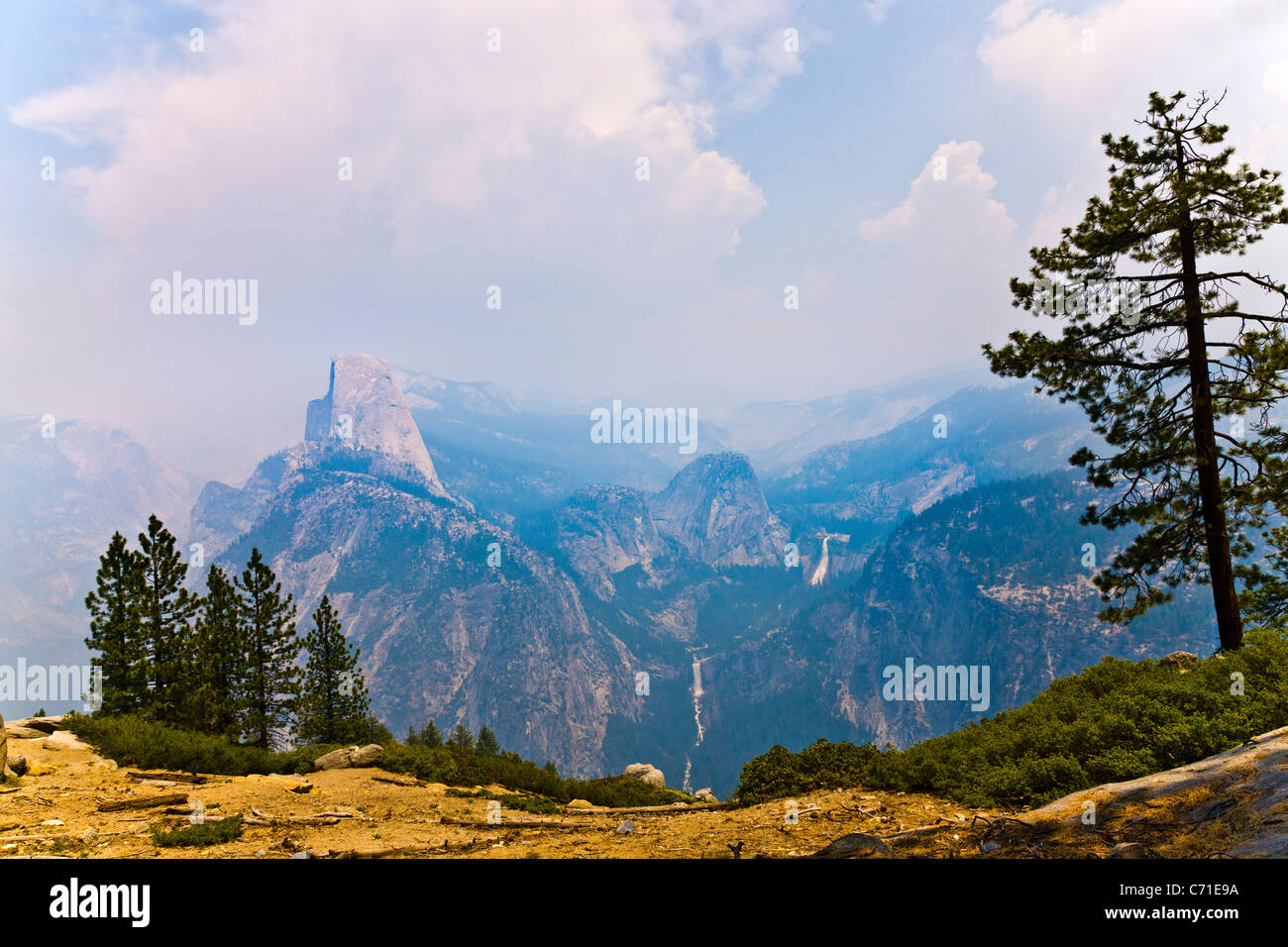 Half Dome, Vernal and Nevada Falls from Washburn Point, Yosemite ...