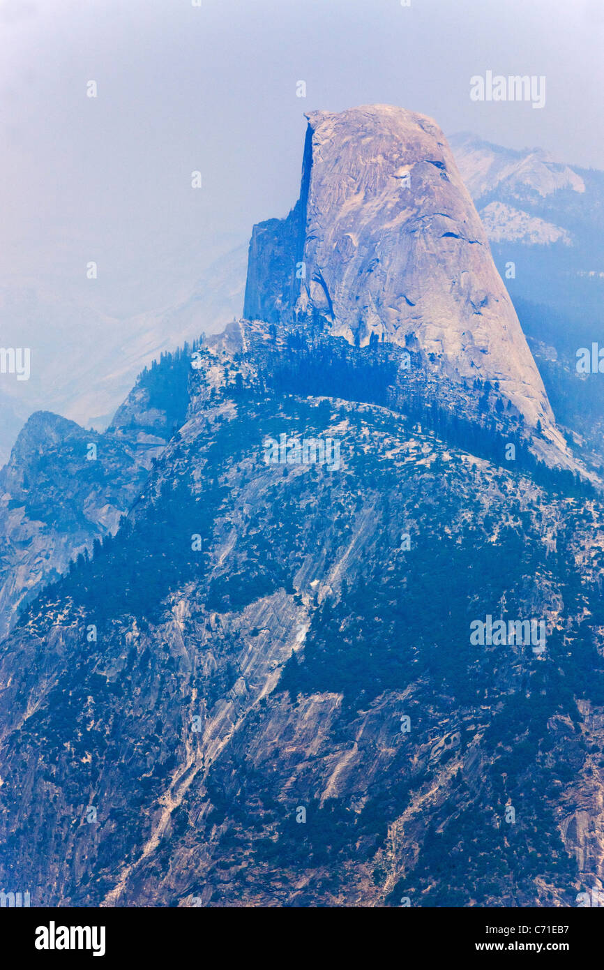 Half Dome from Washburn Point, Yosemite National Park, with forest fire ...