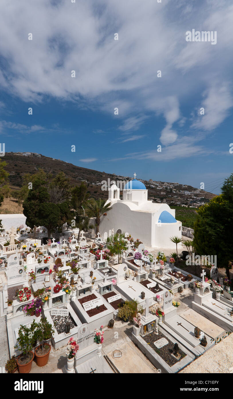 blue domed Greek church near Panagio Episkopi Stock Photo - Alamy