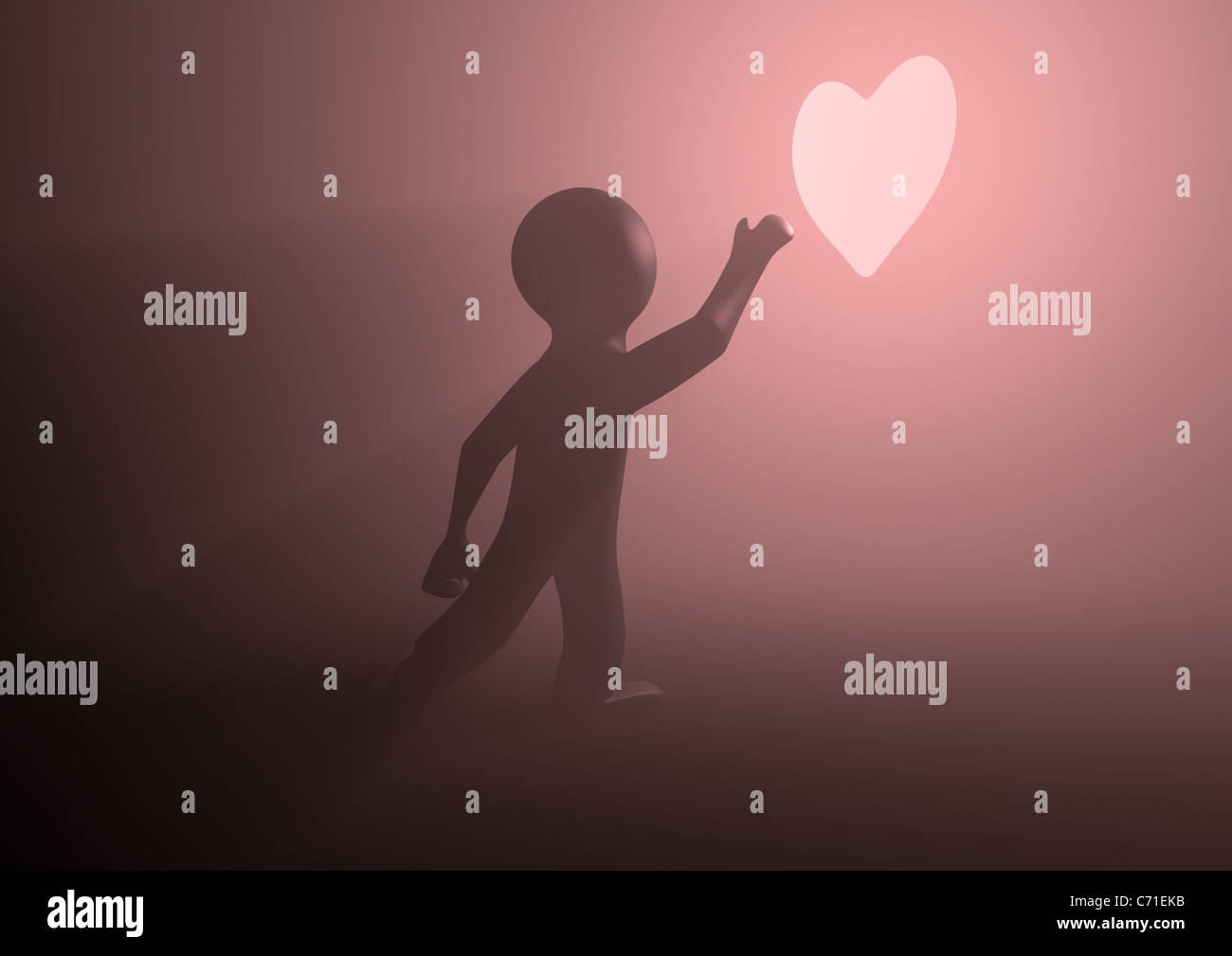 person reaching for a glowing red heart Stock Photo - Alamy