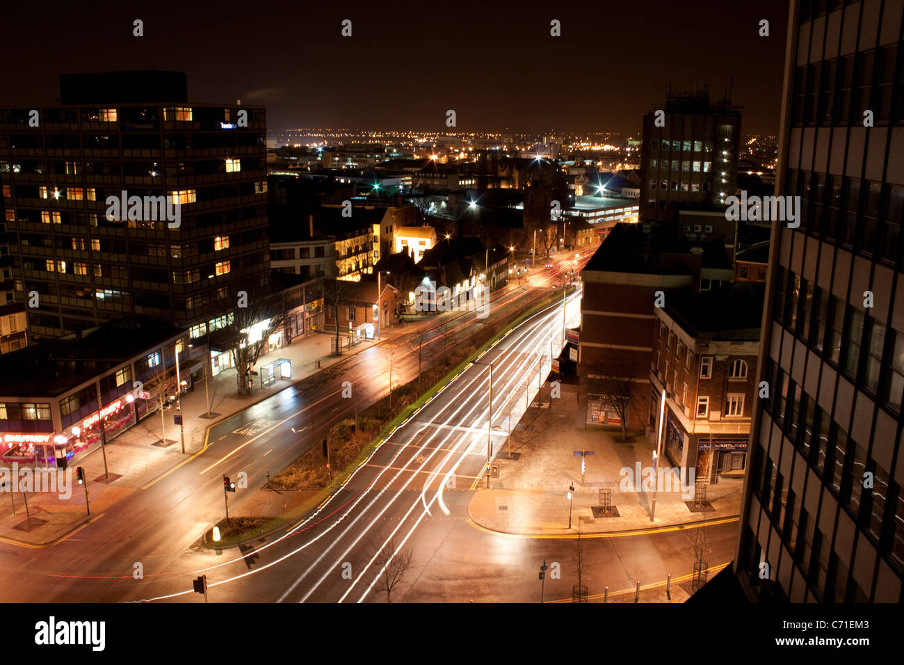 Nottingham night scape Stock Photo - Alamy