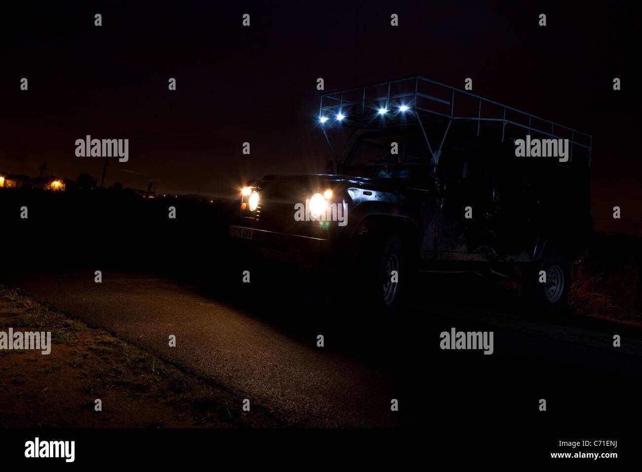 Land Rover at night Stock Photo - Alamy