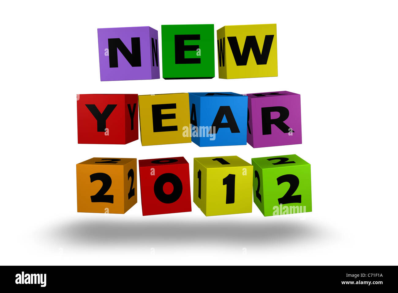 Illustration of 2012 new year render in 3D Stock Photo - Alamy