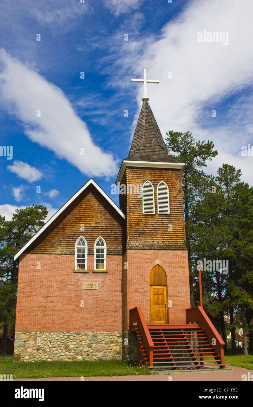 Historic Lutheran Church in the town of Jasper, in Jasper National Park ...