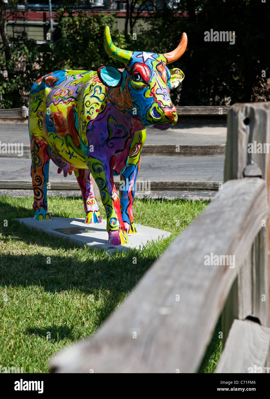 Austin Art Cow Parade Art at Shady Grove - Austin, Texas 2011 Stock ...