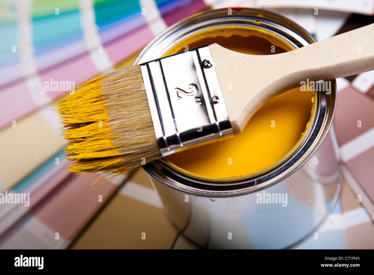 Brush and paint samples Stock Photo - Alamy