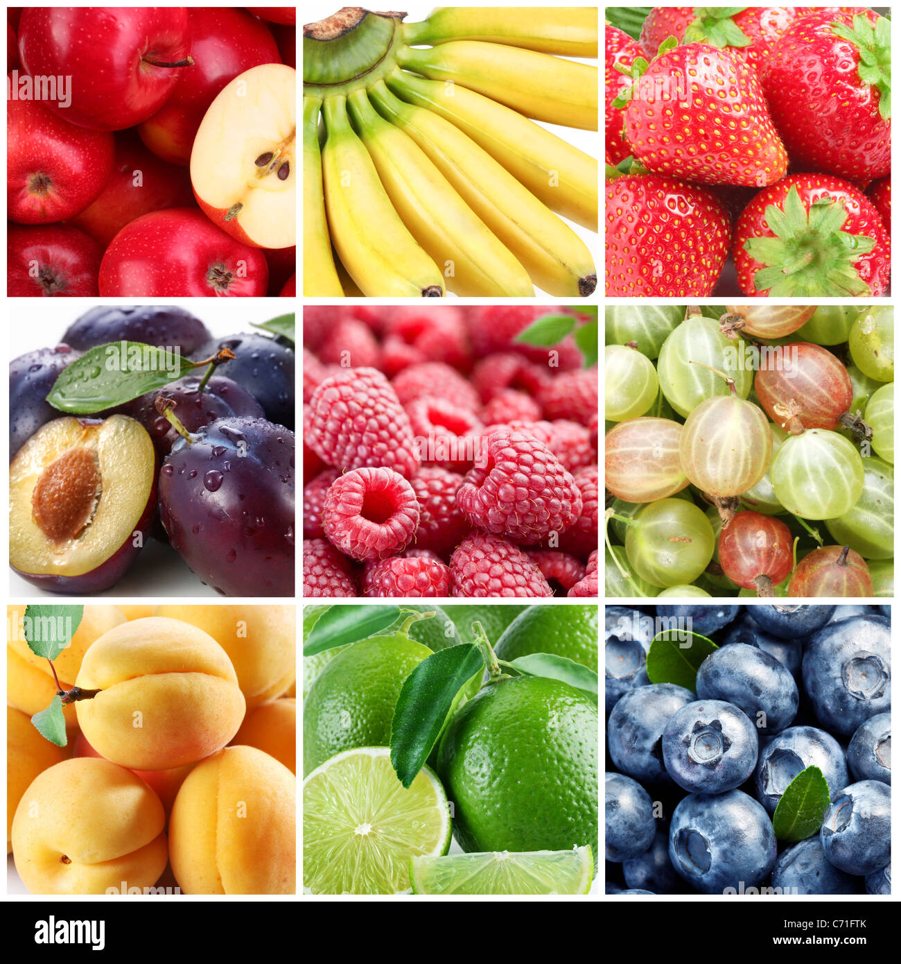 Collection of nine fruits and berries Stock Photo - Alamy