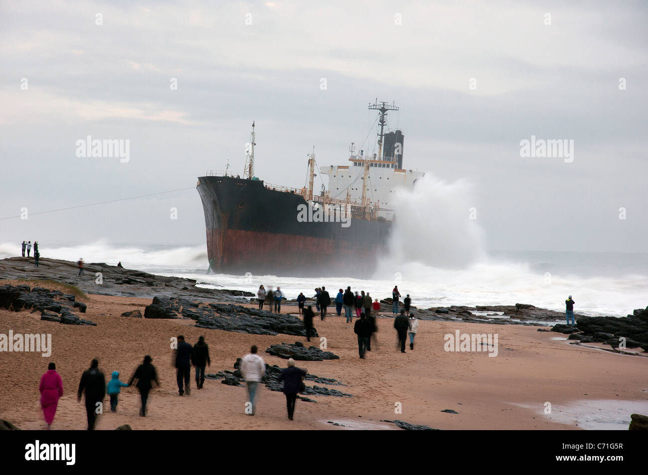 The Phoenix tanker beached at Salt Rock, after a violent cold front ...