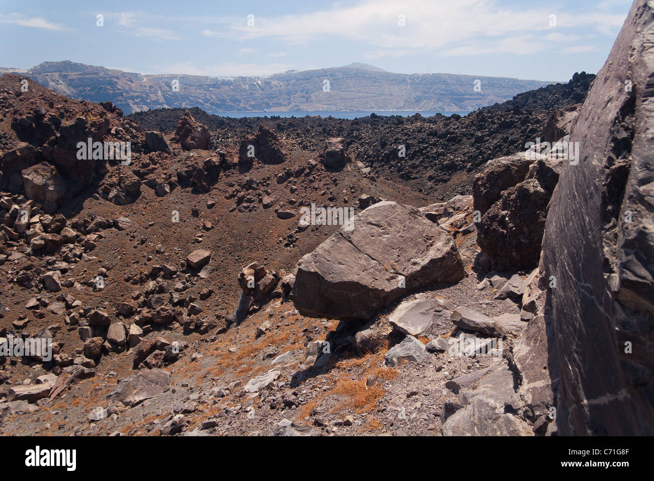 volcanic Caldera in centre of Santorini Greece Stock Photo - Alamy