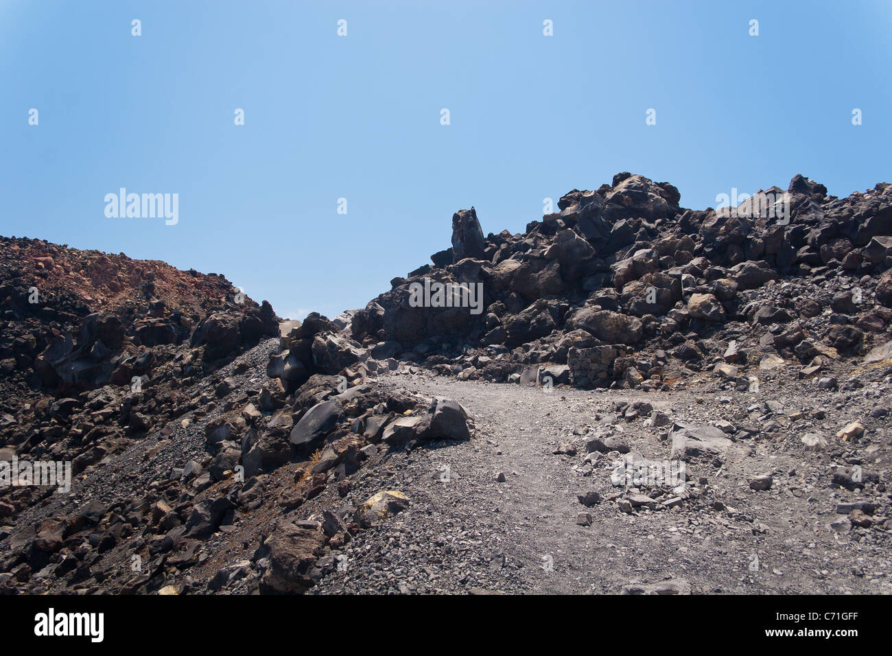 volcanic Caldera in centre of Santorini Greece Stock Photo - Alamy