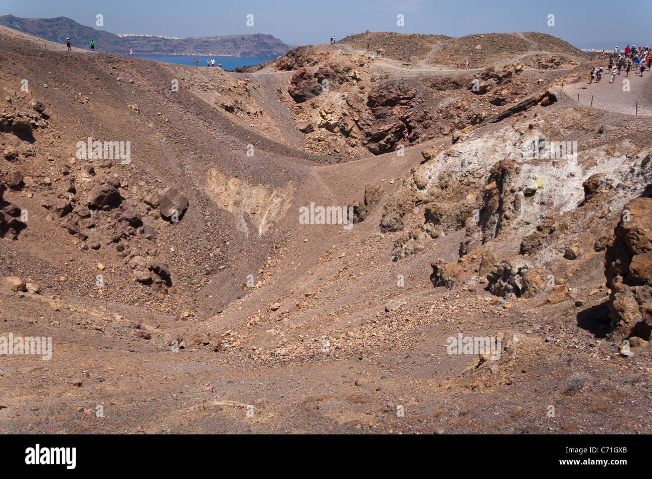 volcanic Caldera in centre of Santorini Greece Stock Photo - Alamy