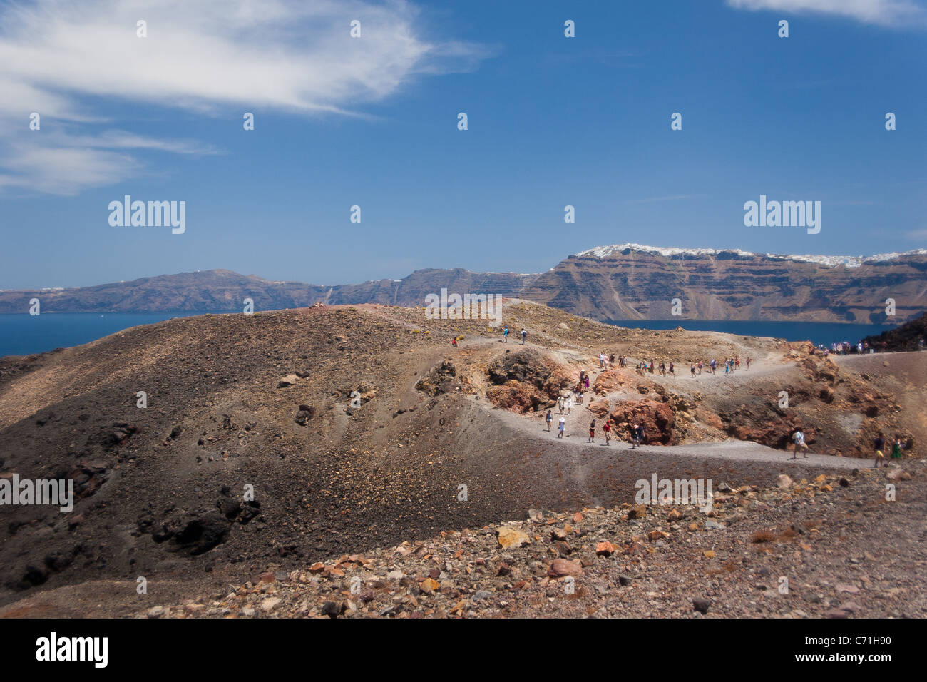 volcanic Caldera in centre of Santorini Greece Stock Photo - Alamy