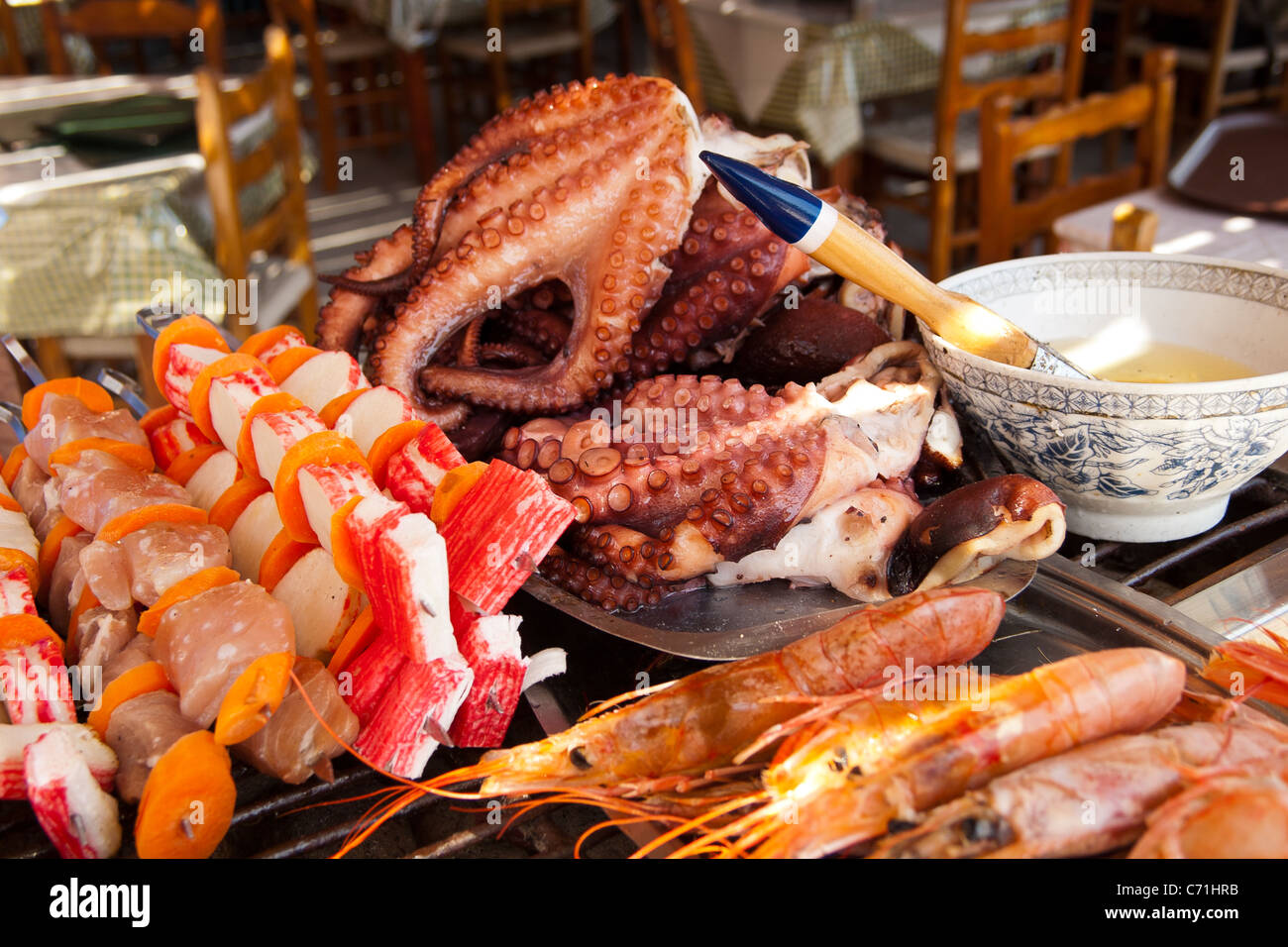 Seafood Barbecue in Greece Stock Photo - Alamy