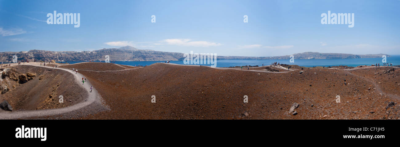 Sea filled volcanic Caldera in centre of Santorini Greece Stock Photo ...