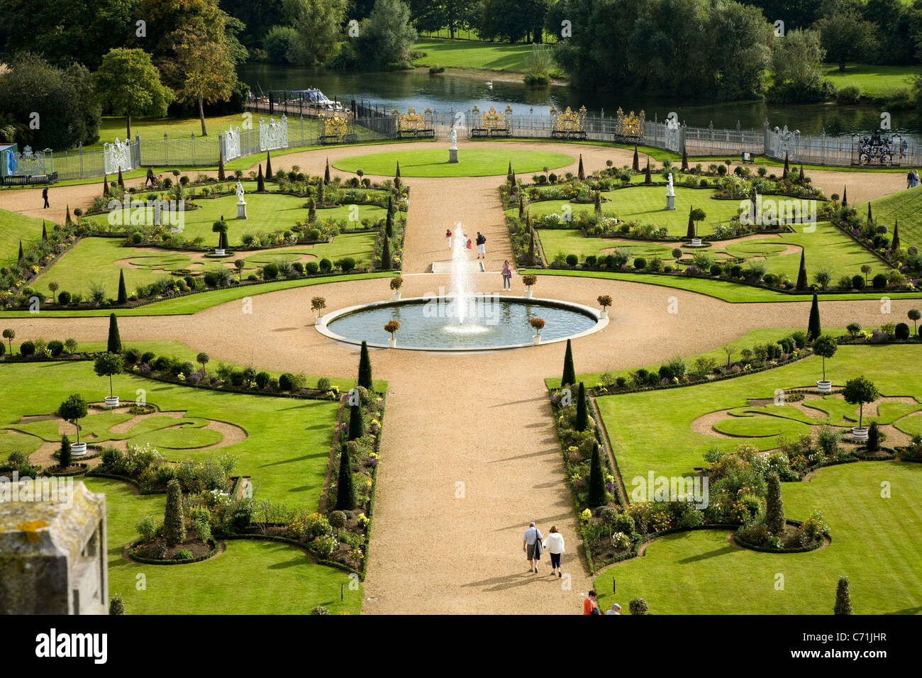 Elevated / aerial shot / photograph of the Privy Garden at Hampton ...