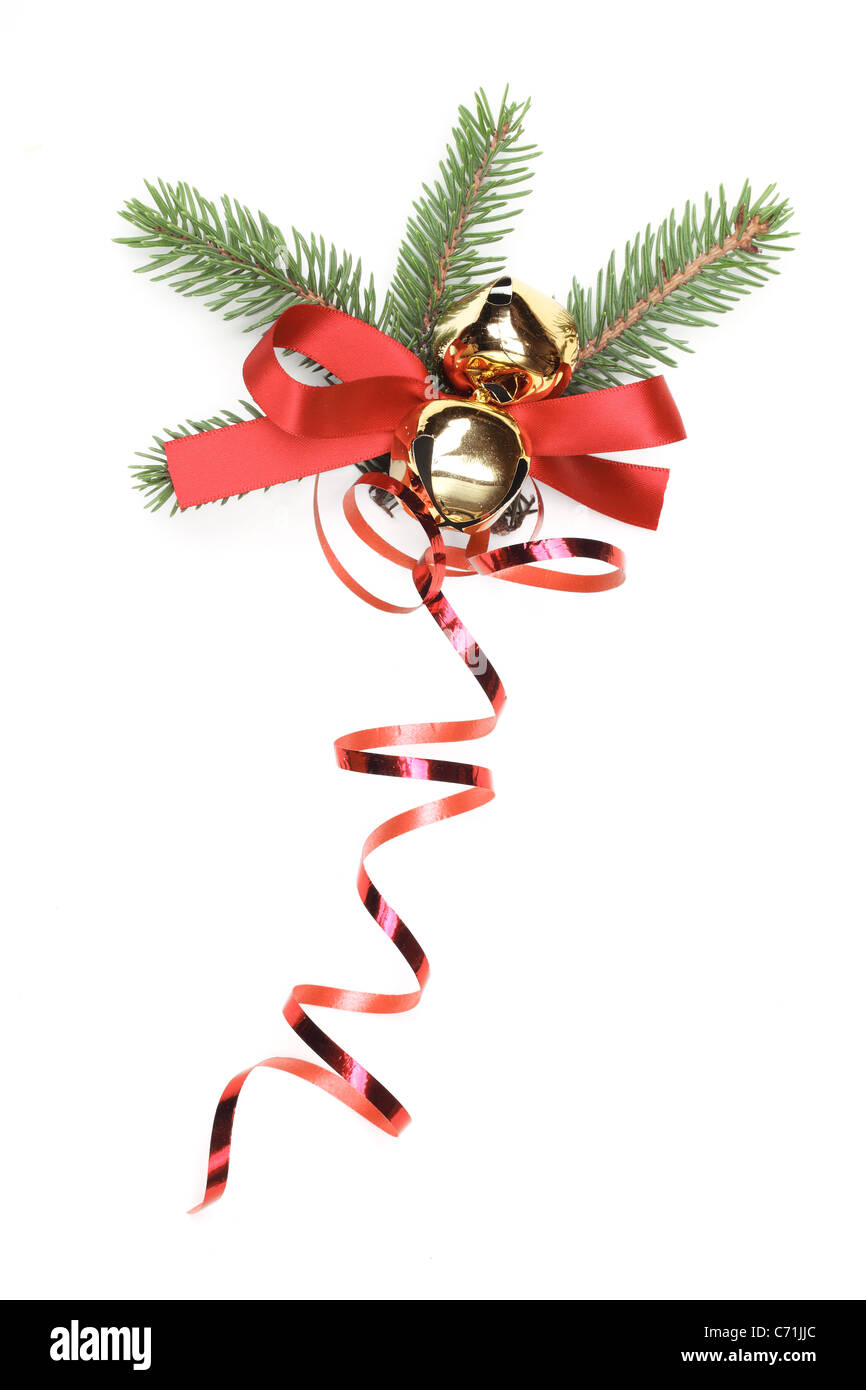 Pine branches red bow Cut Out Stock Images & Pictures - Alamy