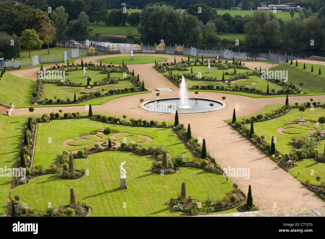 Elevated / aerial shot / photograph of the Privy Garden at Hampton ...