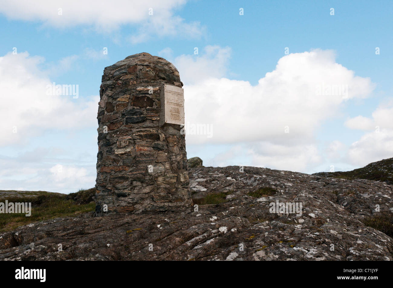 A cairn on the island of Great Bernera in the Outer Hebrides ...