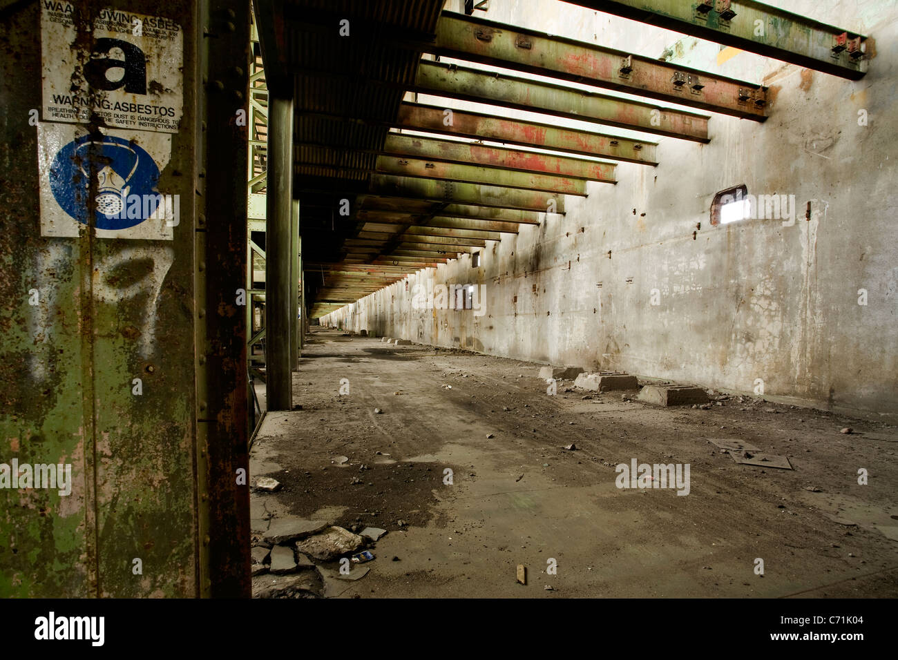 derelict interior of dilapidated warehouse Stock Photo - Alamy