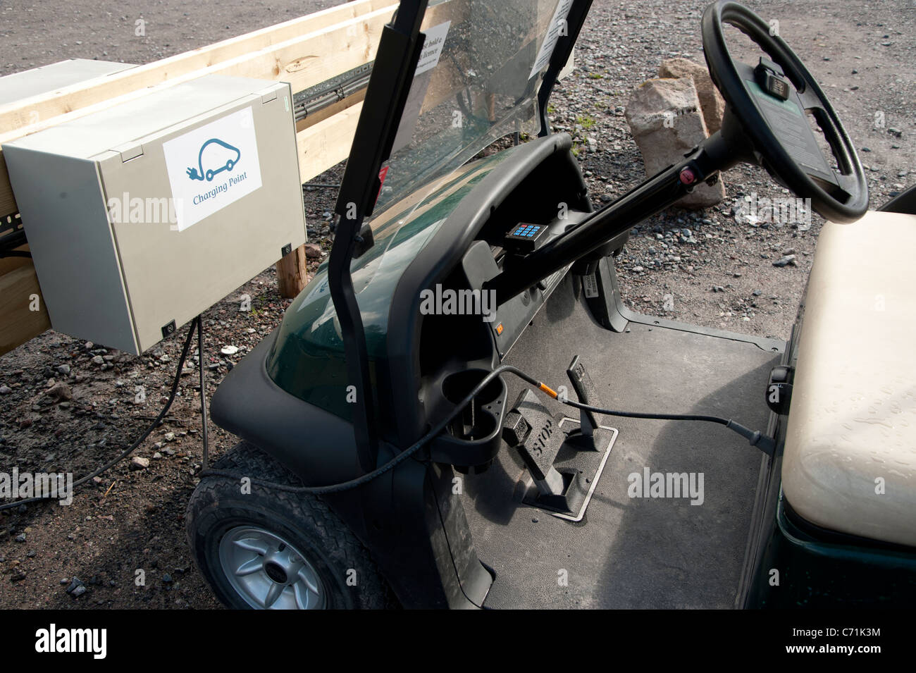 Recharging a battery powered electric buggy at Bluestone National Park ...