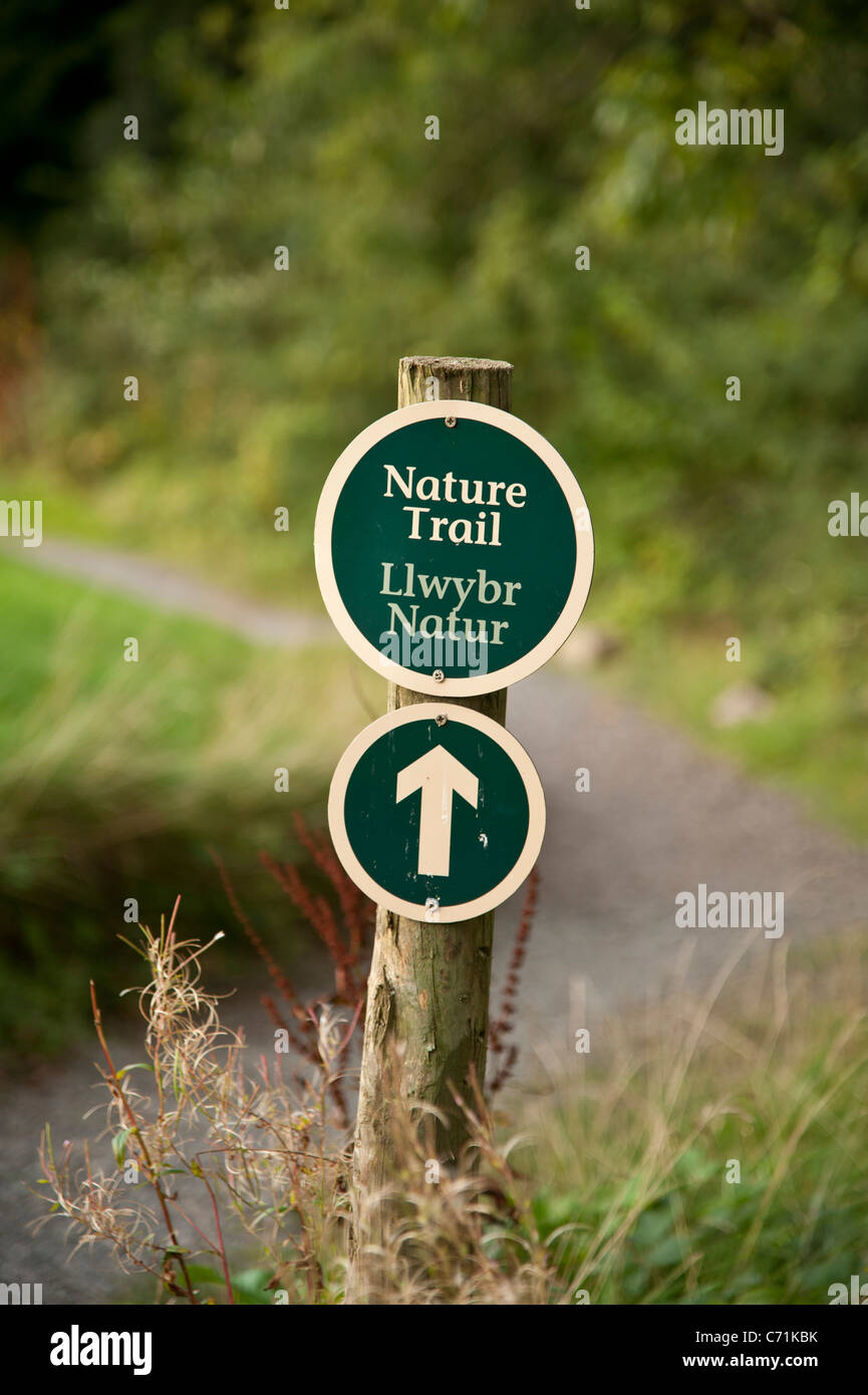 Bilingual welsh english nature trail sign Bluestone National Park ...