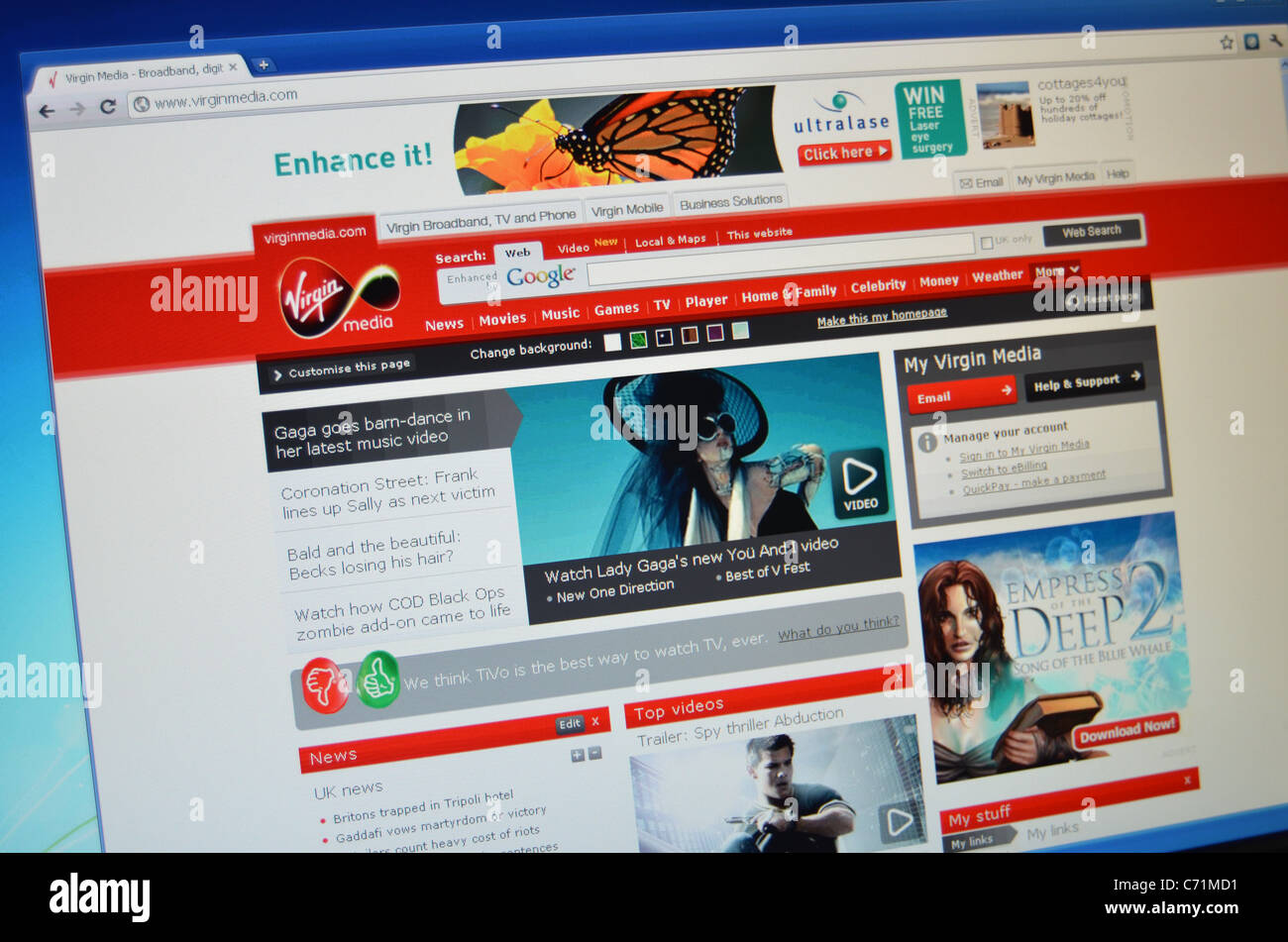 Virgin Media customer page portal screenshot Stock Photo - Alamy