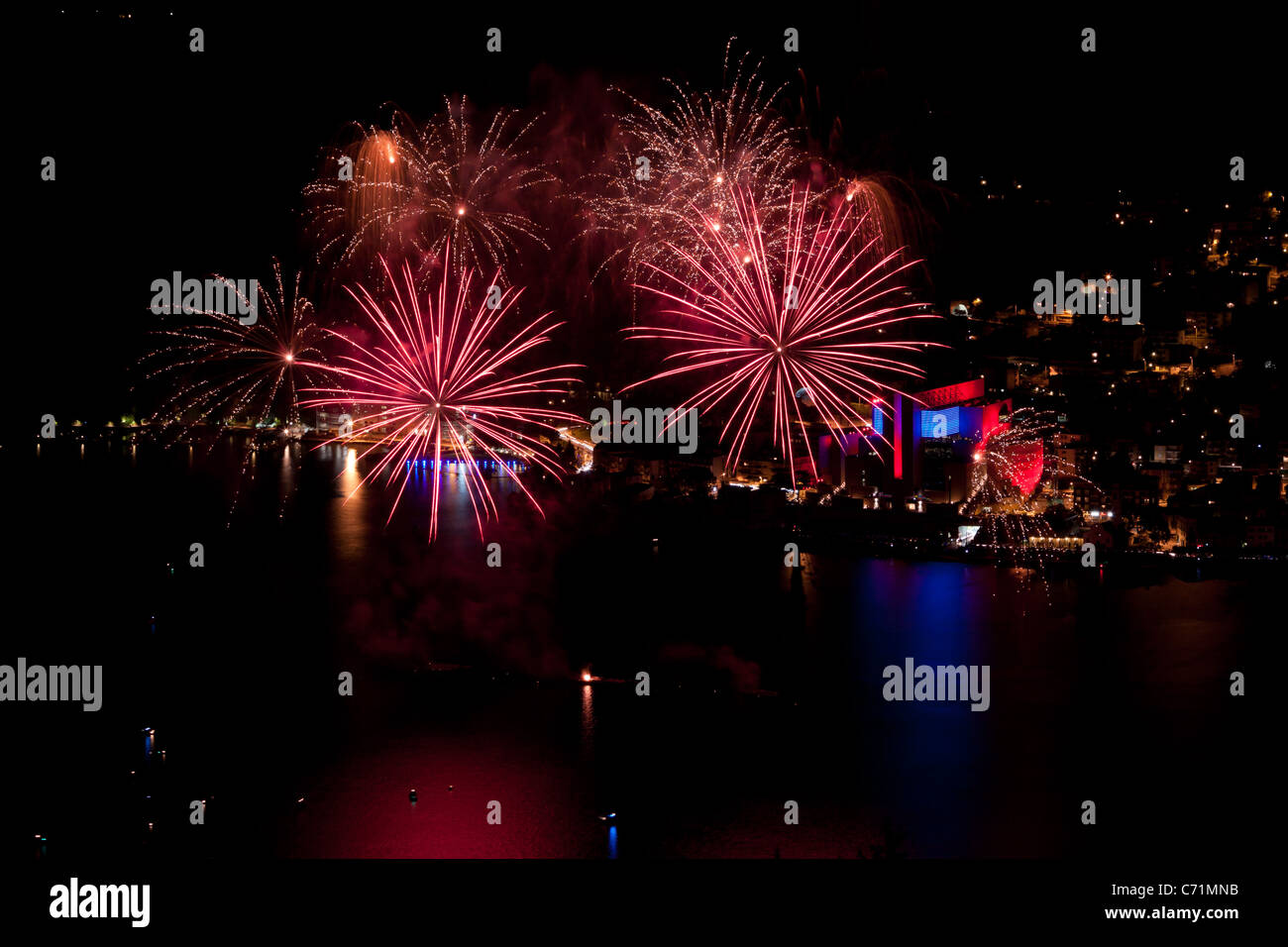 Nighlty fireworks show on the lake of Lugano Stock Photo - Alamy