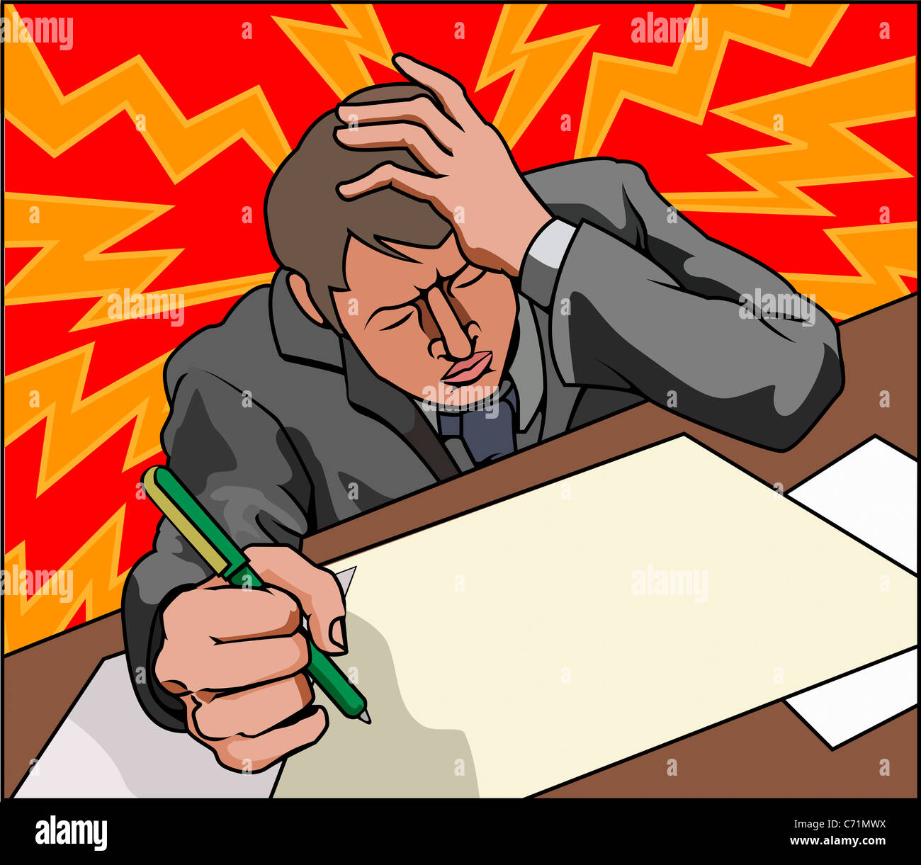 Very stressed looking business man perhaps with headache Stock Photo ...