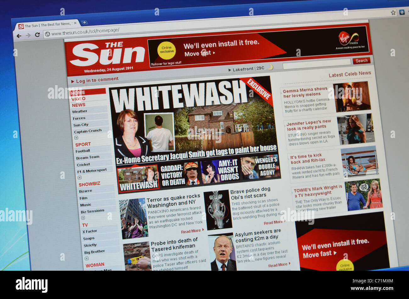 The Sun website homepage screenshot Stock Photo - Alamy