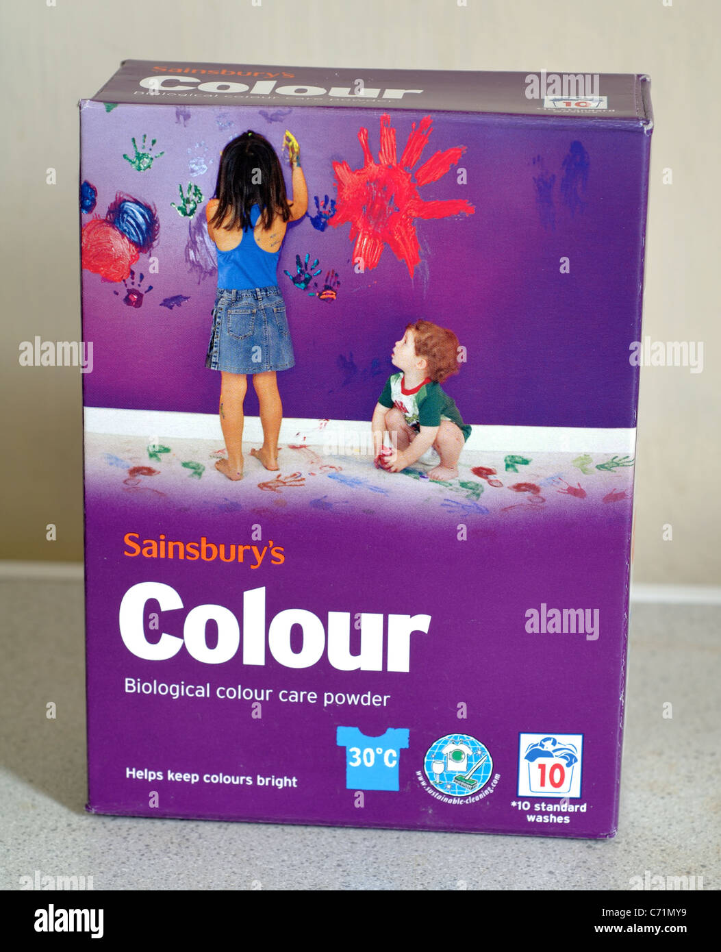 Sainsbury`s Colour biological washing powder Stock Photo - Alamy