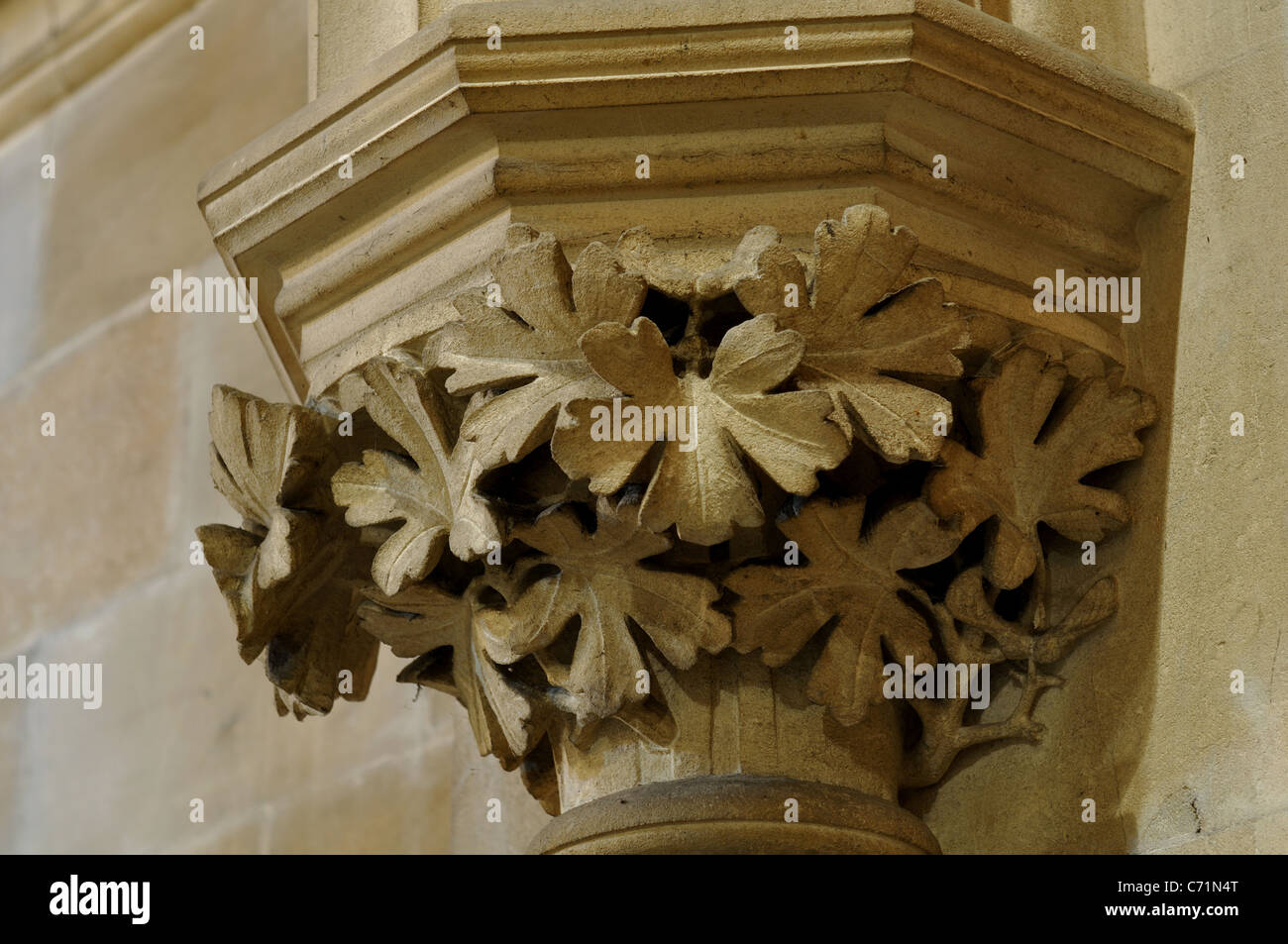 Carved capital, All Saints Church, Sherbourne, Warwickshire, England ...