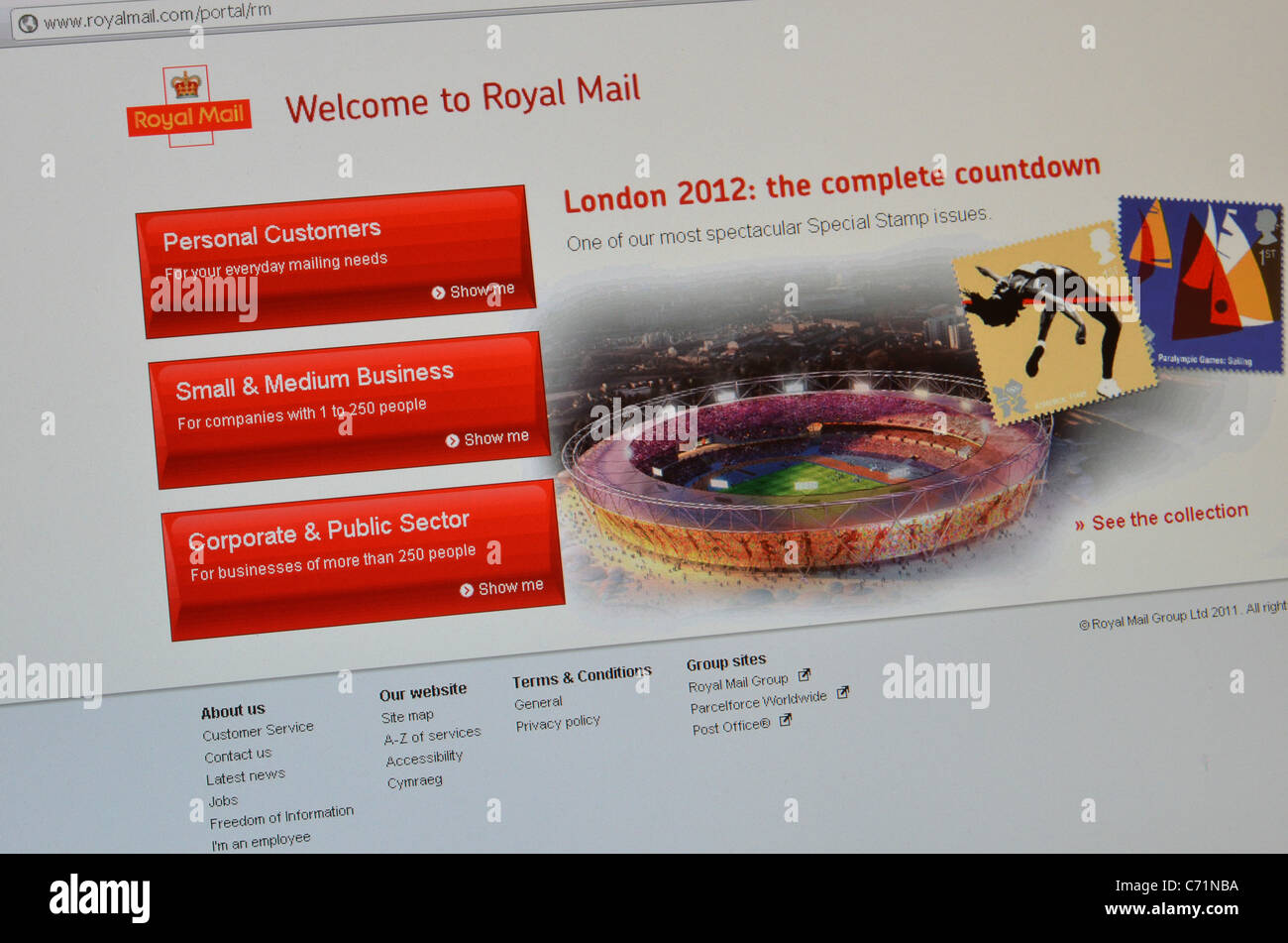 Royal Mail website screenshot Stock Photo - Alamy