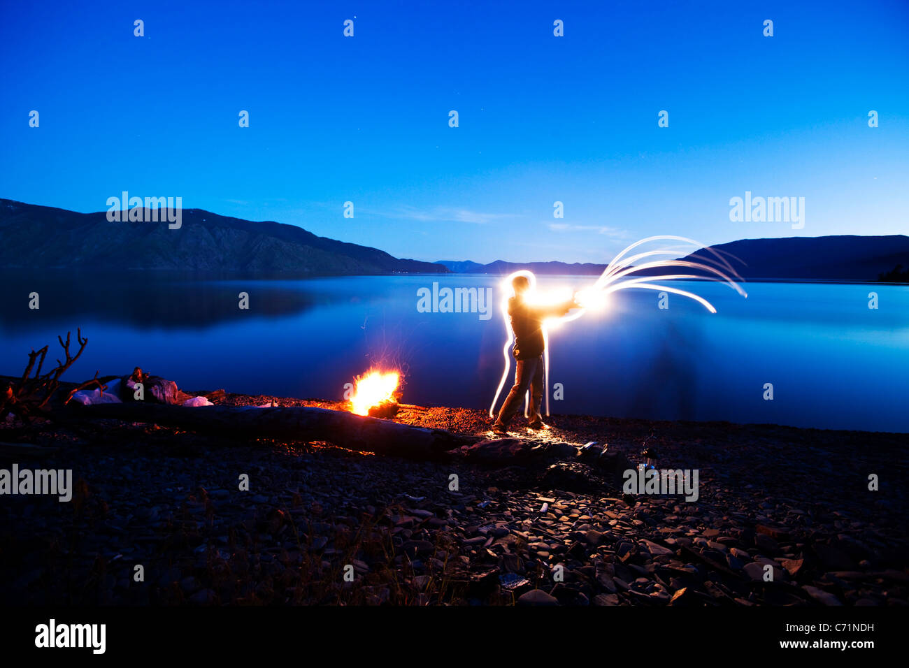 A man sends energy through his body and shoots energy into the sky at ...