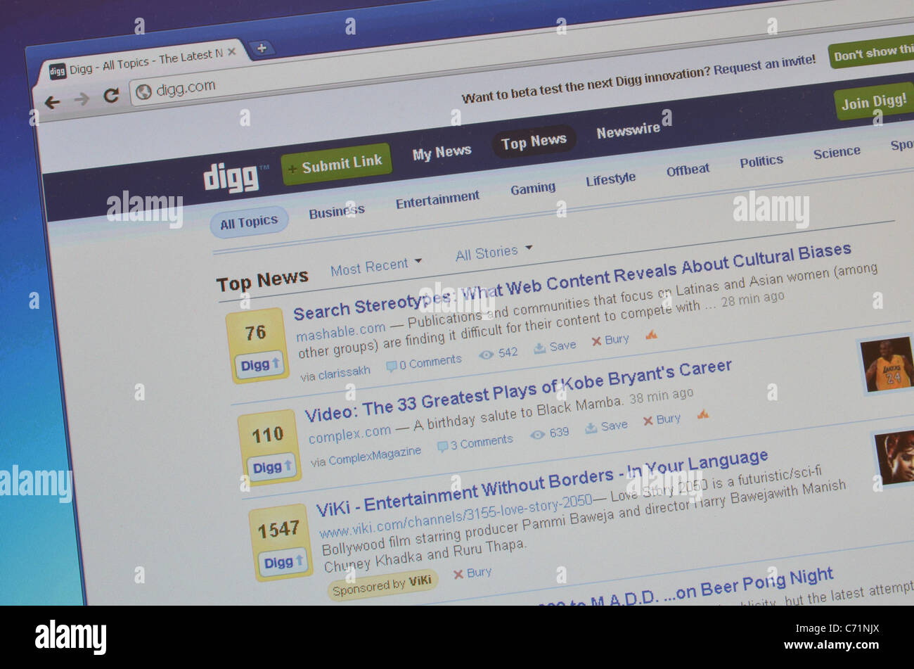 Digg screen hi-res stock photography and images - Alamy