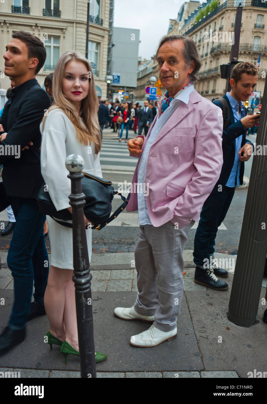 Paris, France, Chic French Adults, Standing on Street at Fashion event ...
