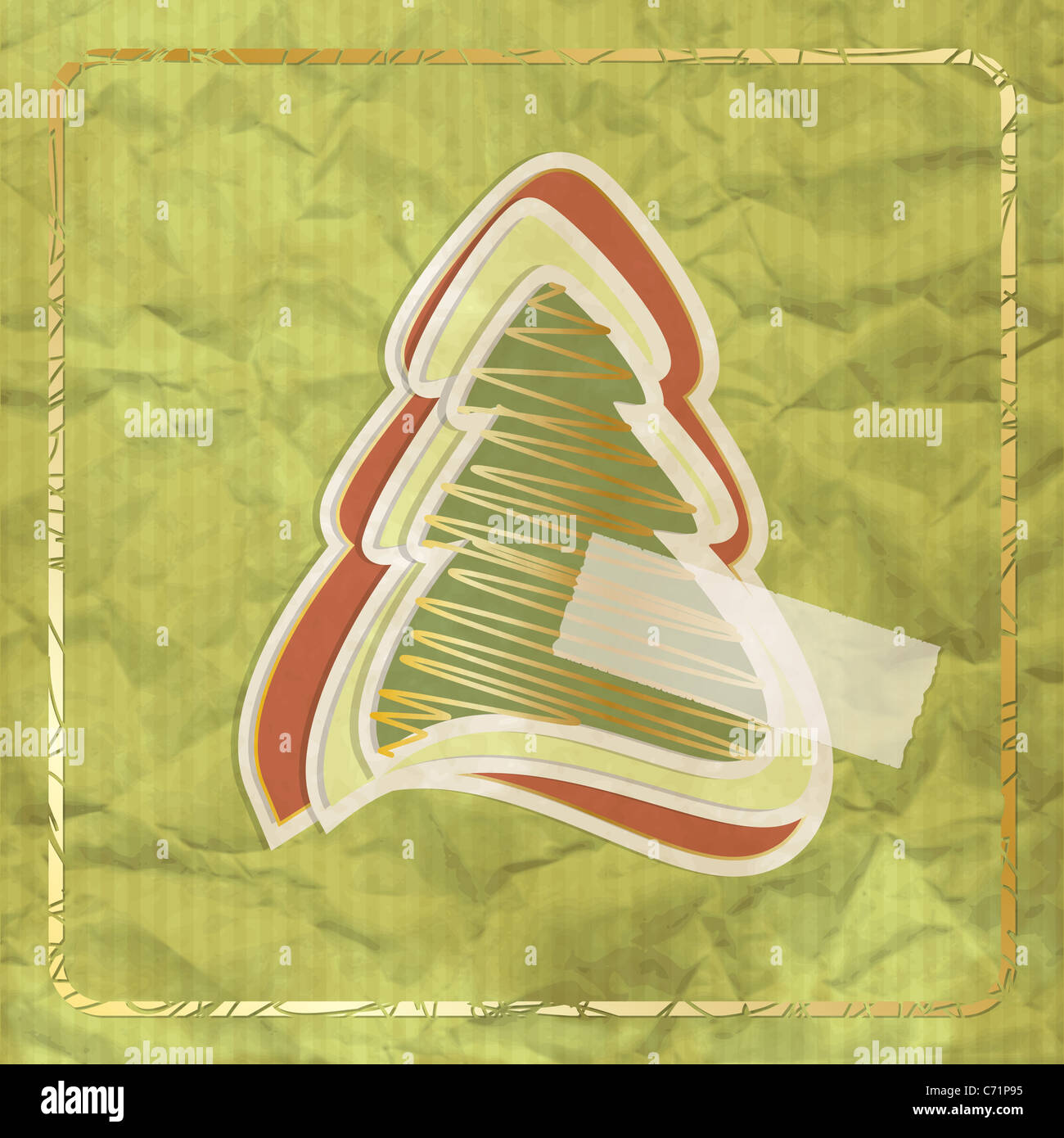 Christmas background on crumbled paper with trees Stock Photo - Alamy